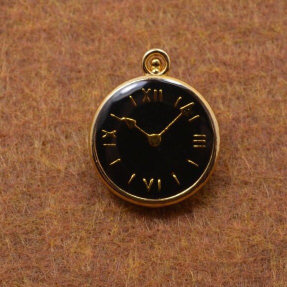 Bright Gold and Black Watch Face Button Shank PP-03 - Etsy