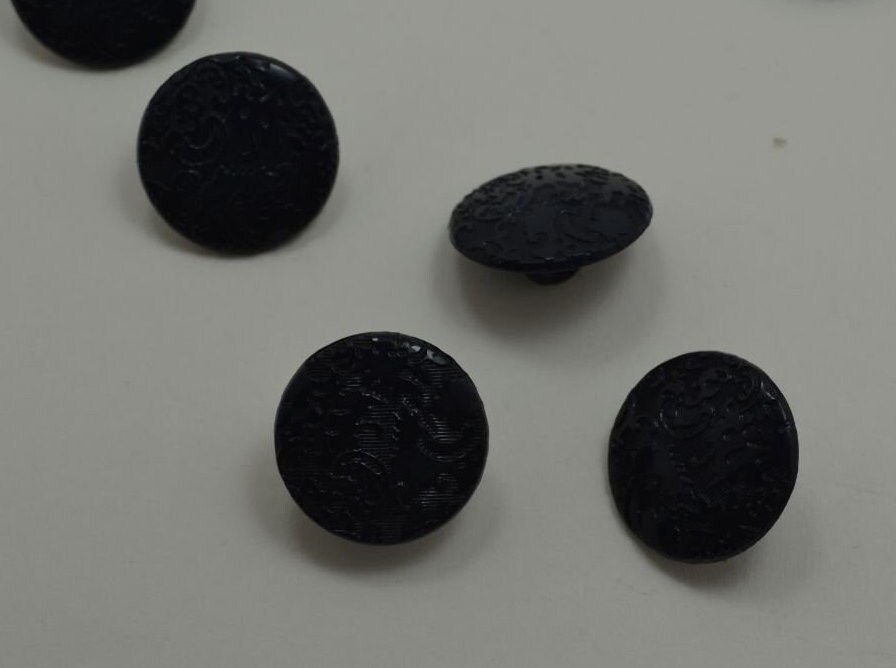 Navy Shank Button Embossed With Floral Pattern HH-09 - Etsy