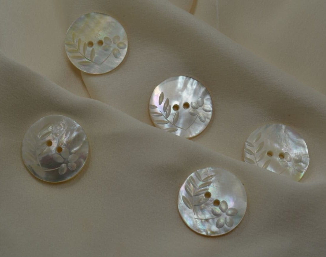 Etched Ecru Mother of Pearl Round Button – 2 Hole (CC-04) - Etsy