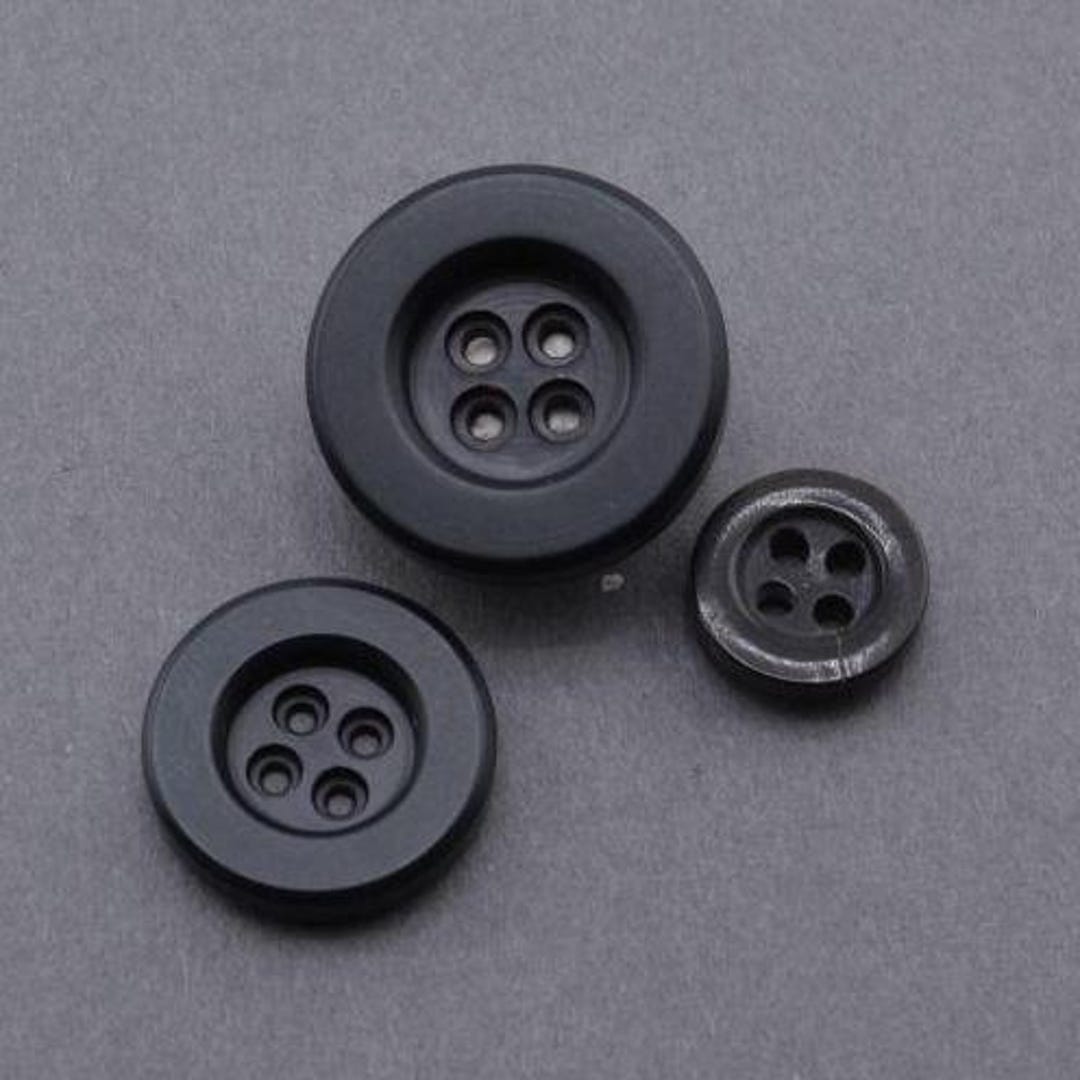 Simple Black Resin Button With Thick Rim – 4 Holes (Z-05) - Etsy