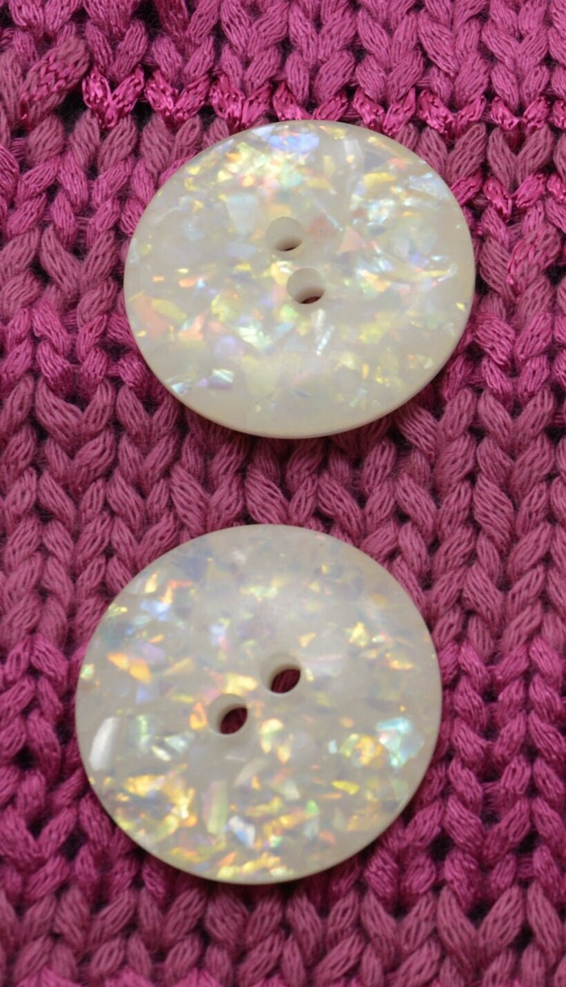 Creamy White Button With Iridescent Flecks – 2-hole (LL-03) - Etsy