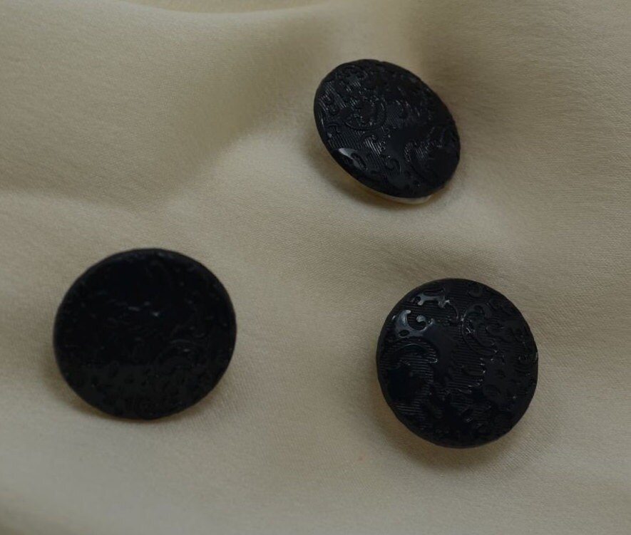 Navy Shank Button Embossed With Floral Pattern HH-09 - Etsy