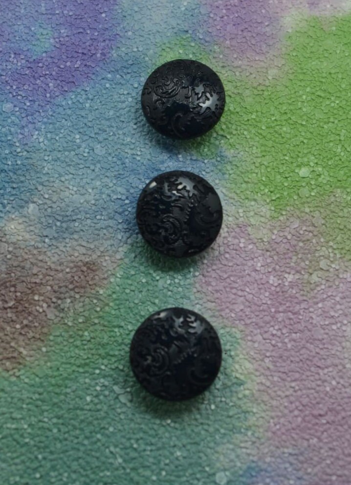 Navy Shank Button Embossed With Floral Pattern HH-09 - Etsy