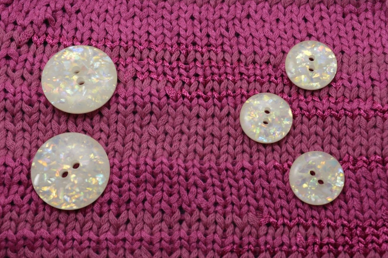 Creamy White Button With Iridescent Flecks 2-hole LL-03 - Etsy