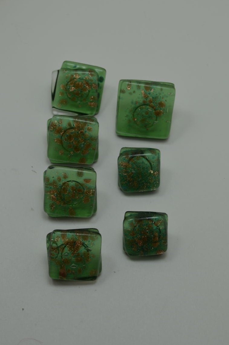 Handmade Glass Button – Spring Green Glass With Flecks of Copper (JJ-17 ...