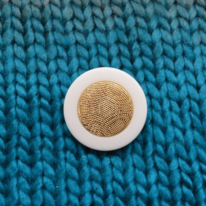 White Rim With Bright Gold Center Button Shank MM-03 - Etsy