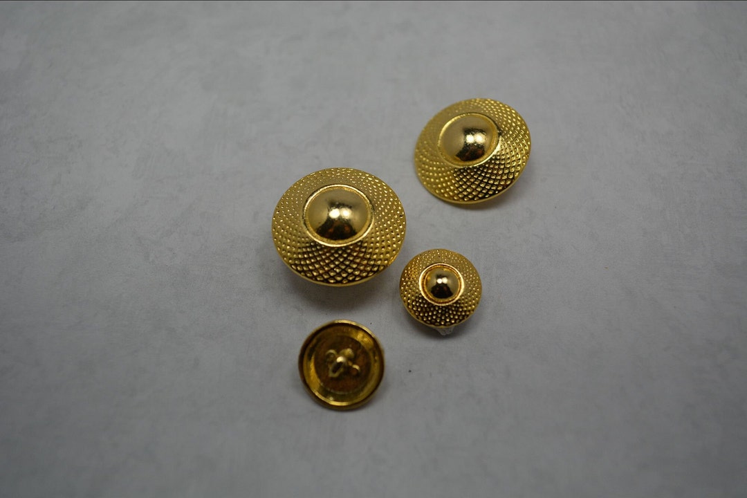 Vintage Gold Shank Button, Shiny Dome Center, Spiral Etched Border (A ...