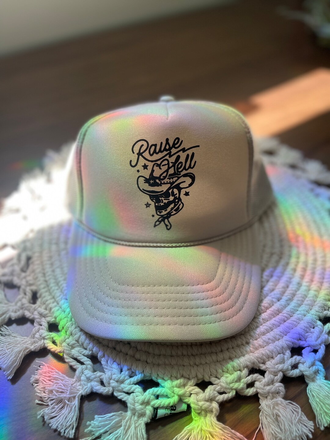 Raise Hell Cowboy Skull Trucker Hat | Western Trucker Hat | Neutral Hat ...