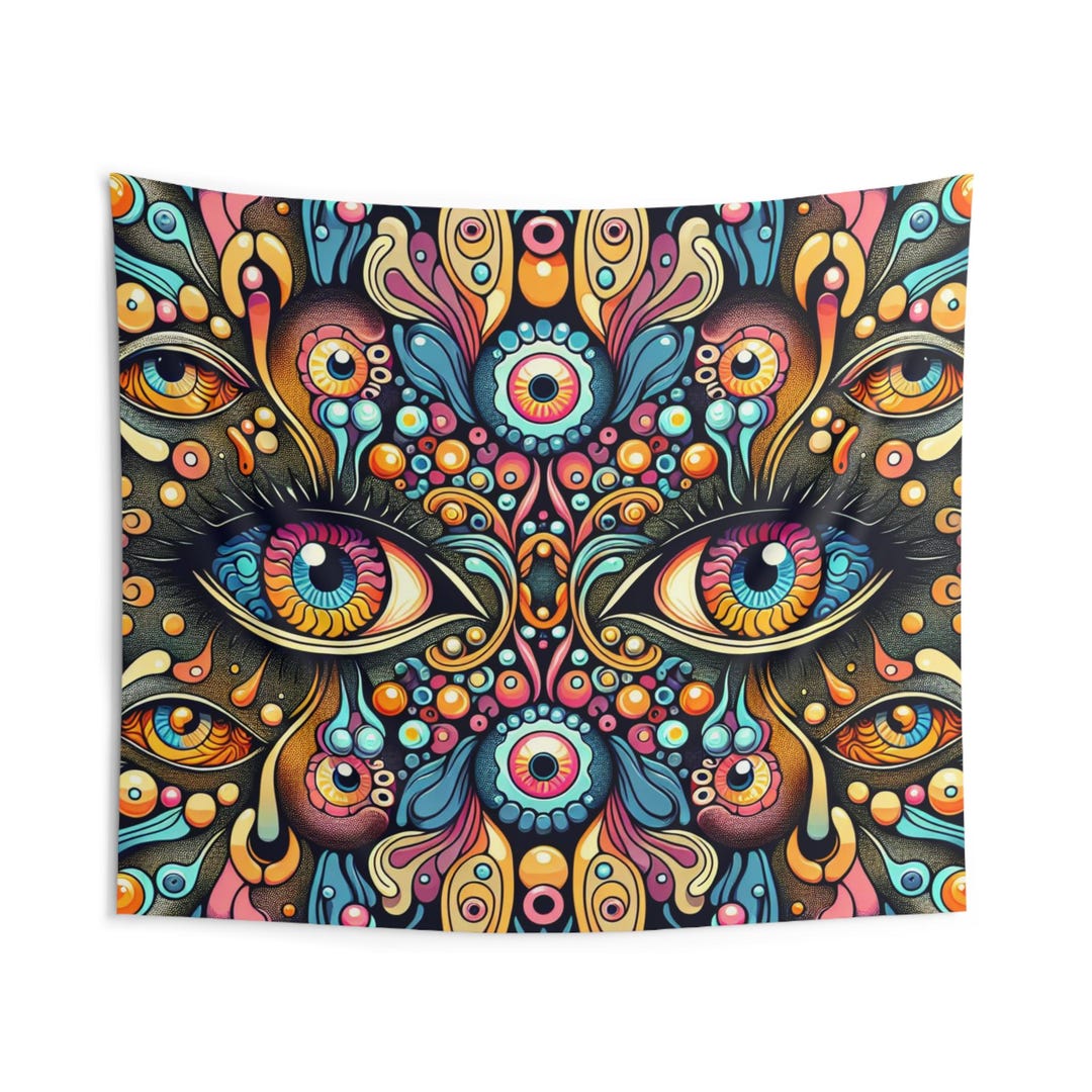 Trippy Eyes Tapestry Psychedelic Wall Art Camping Music Festival Flag ...
