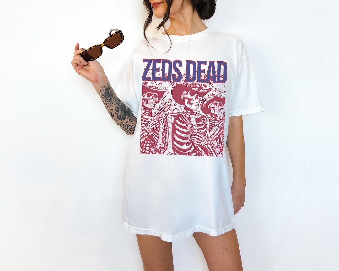 Zeds Dead Cowboy Skeleton Graphic Tee EDM Merch Comfy Rave Outfit Music ...