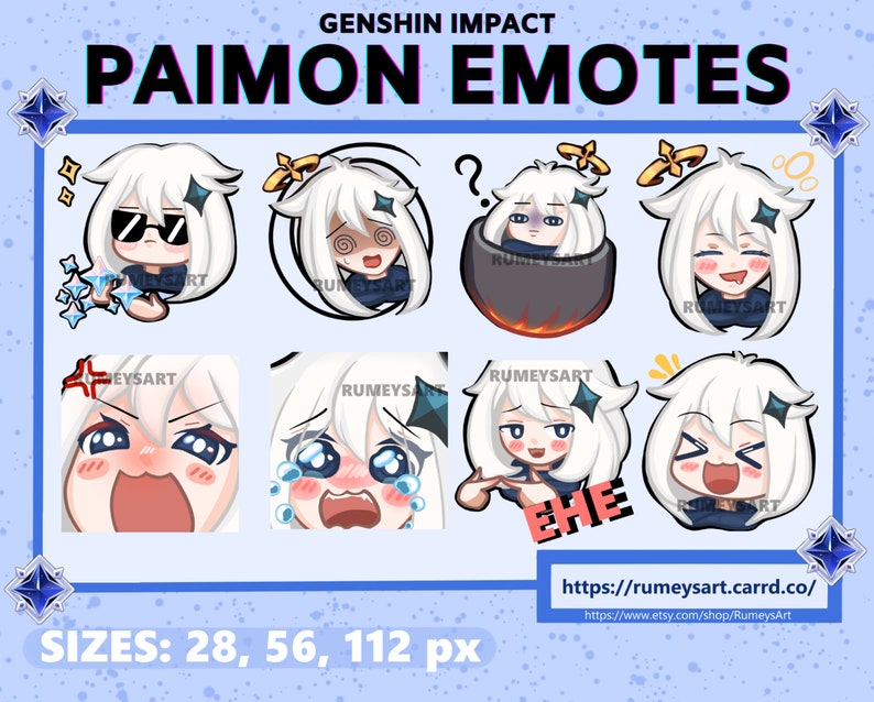 Genshin Impact Paimon Emotes Discord Emotes, Twitch Emotes - Etsy