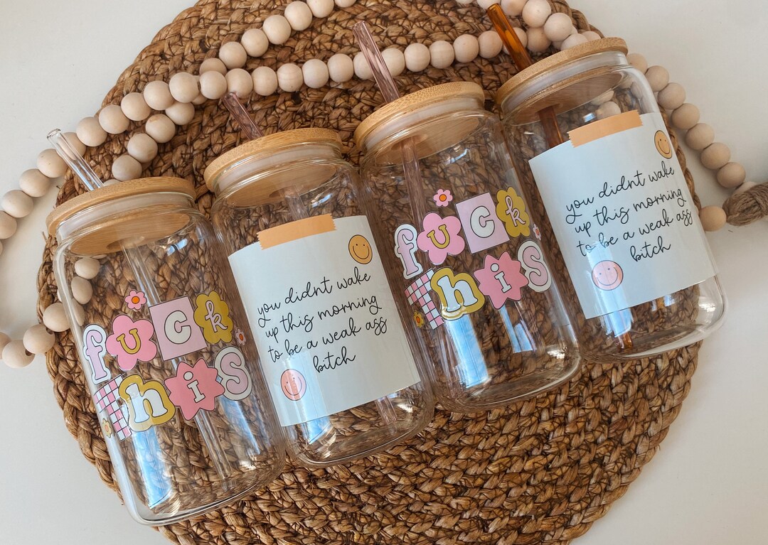 Cute Glass Can Cups | Girly Glass Can Cups | Bad Words | Cuss Words ...