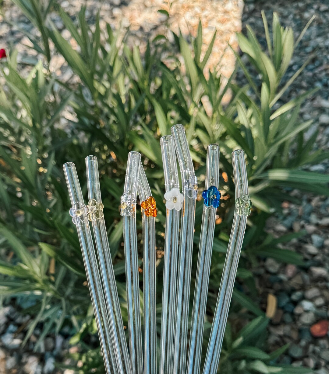 Flower Glass Straws | Cute Straws | Aesthetic Glass Straws | Gifts for ...