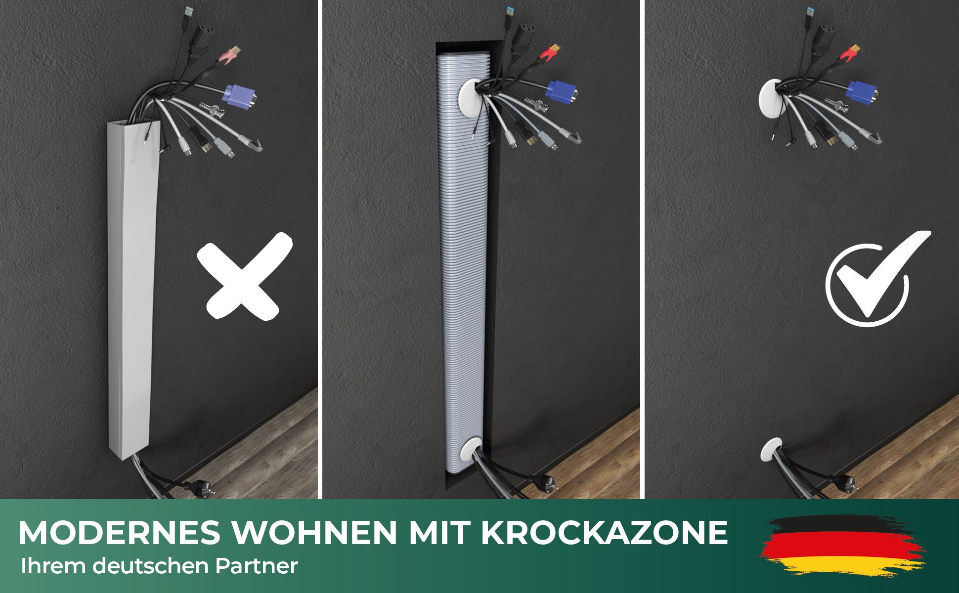 Flush-mounted Cable Duct Set Multimedia Pipe, Invisible TV Cable ...