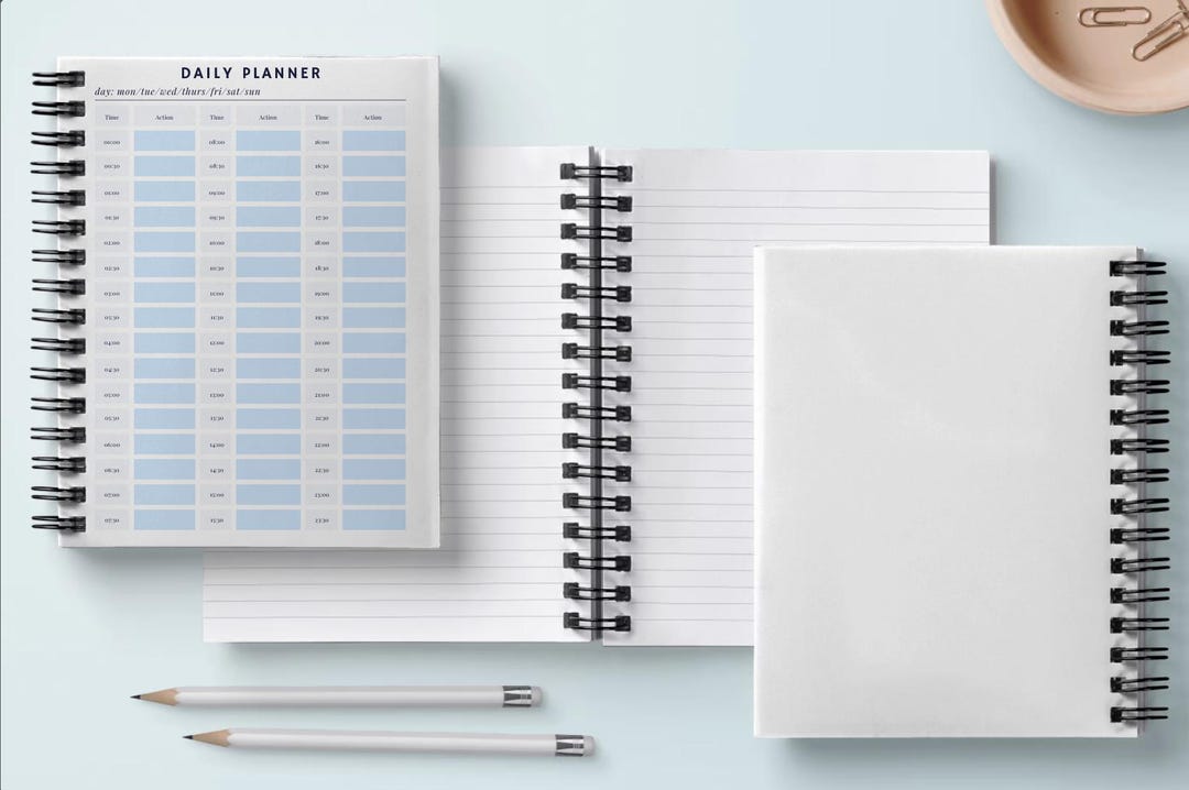 Daily Planner Printable With 30-minute Time Intervals Undated ...