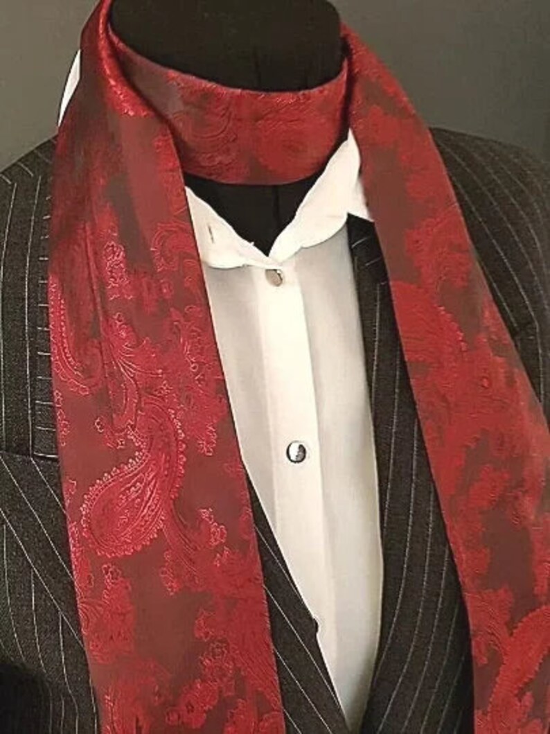 Burgundy Red Silky Paisley Long Cravat Self Tie Neck Scarf - Etsy UK