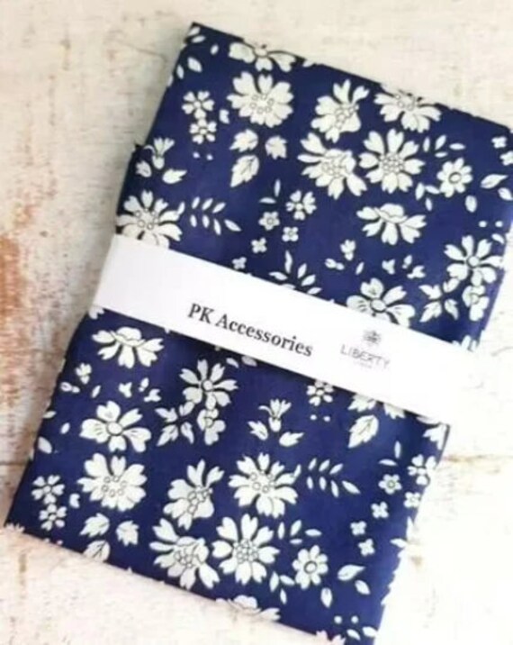 Liberty Print 'capel' Navy Blue and White Flowers - Etsy
