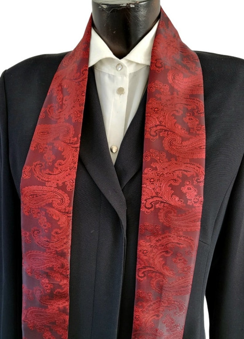Burgundy Red Silky Paisley Long Cravat Self Tie Neck Scarf - Etsy UK