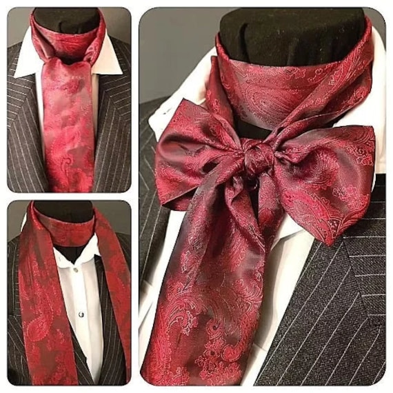 Burgundy Red Silky Paisley Long Cravat Self Tie Neck Scarf - Etsy