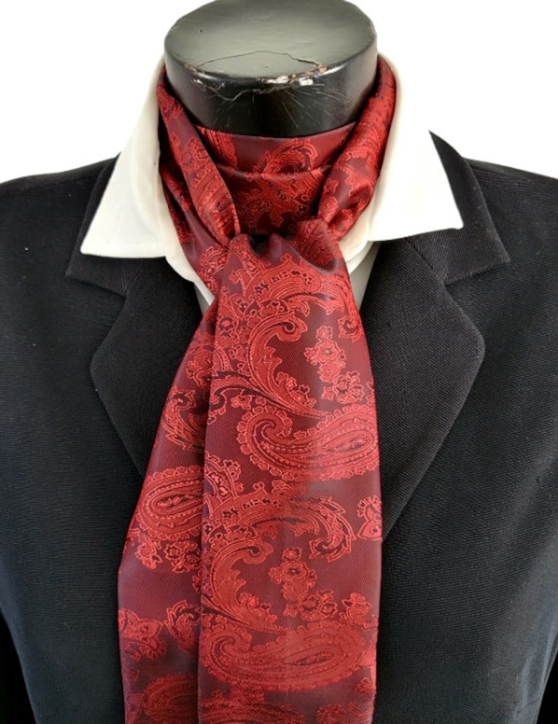 Burgundy Red Silky Paisley Long Cravat Self Tie Neck Scarf - Etsy UK