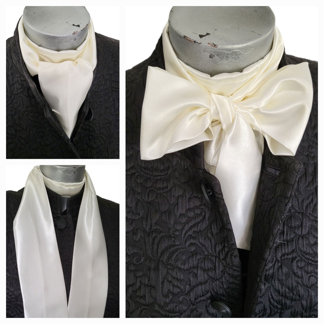Ivory Cream Satin Long Cravat Self Tie Neck Scarf Multi Way - Etsy