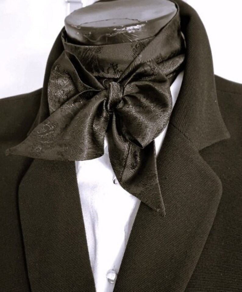 Black Silky Paisley Long Cravat Self Tie Neck Scarf Ascot Multi Way ...
