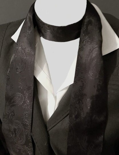Black Silky Paisley Long Cravat Self Tie Neck Scarf Ascot Multi Way ...