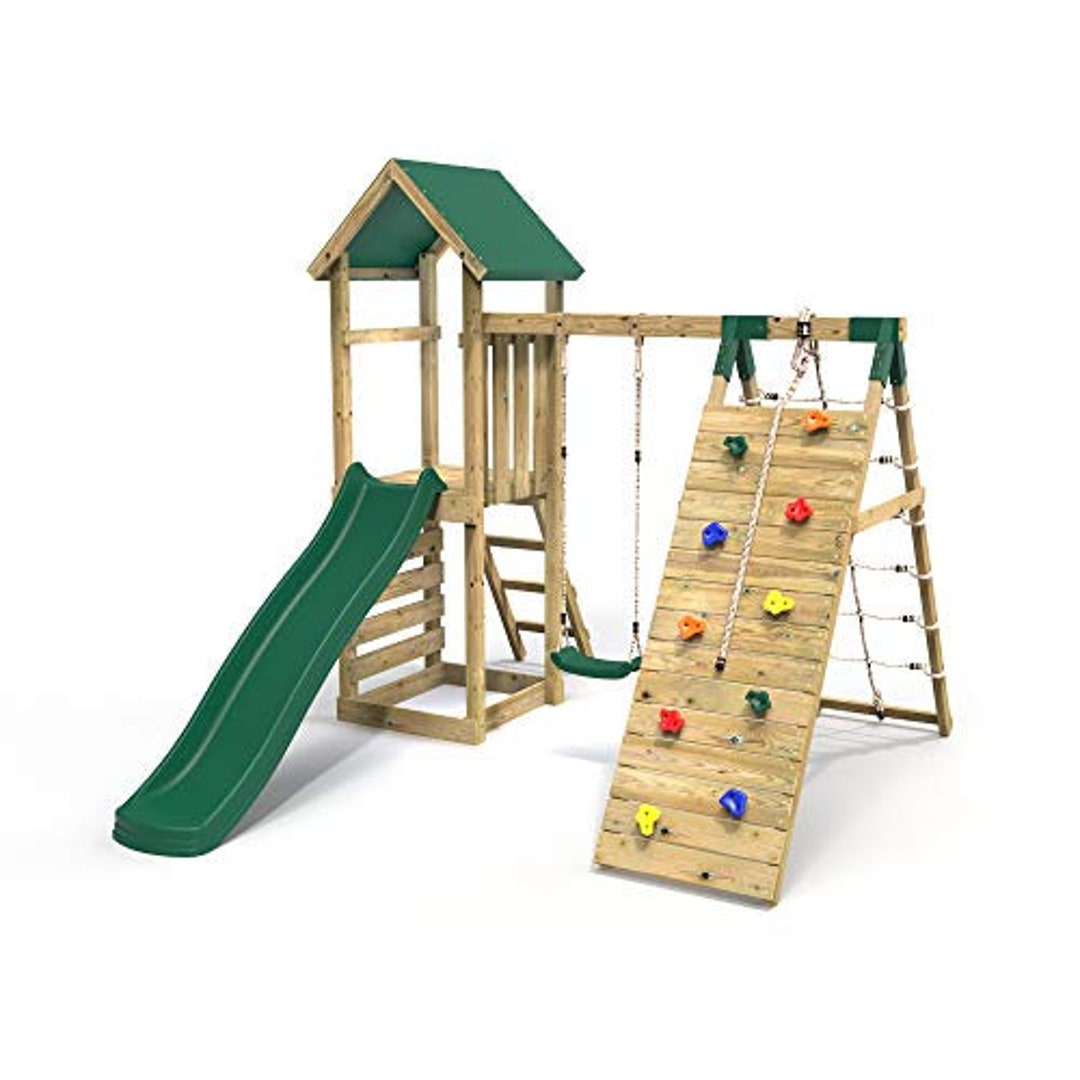 Rebo® Challenge Wooden Climbing Frame With Swings Slide and - Etsy UK