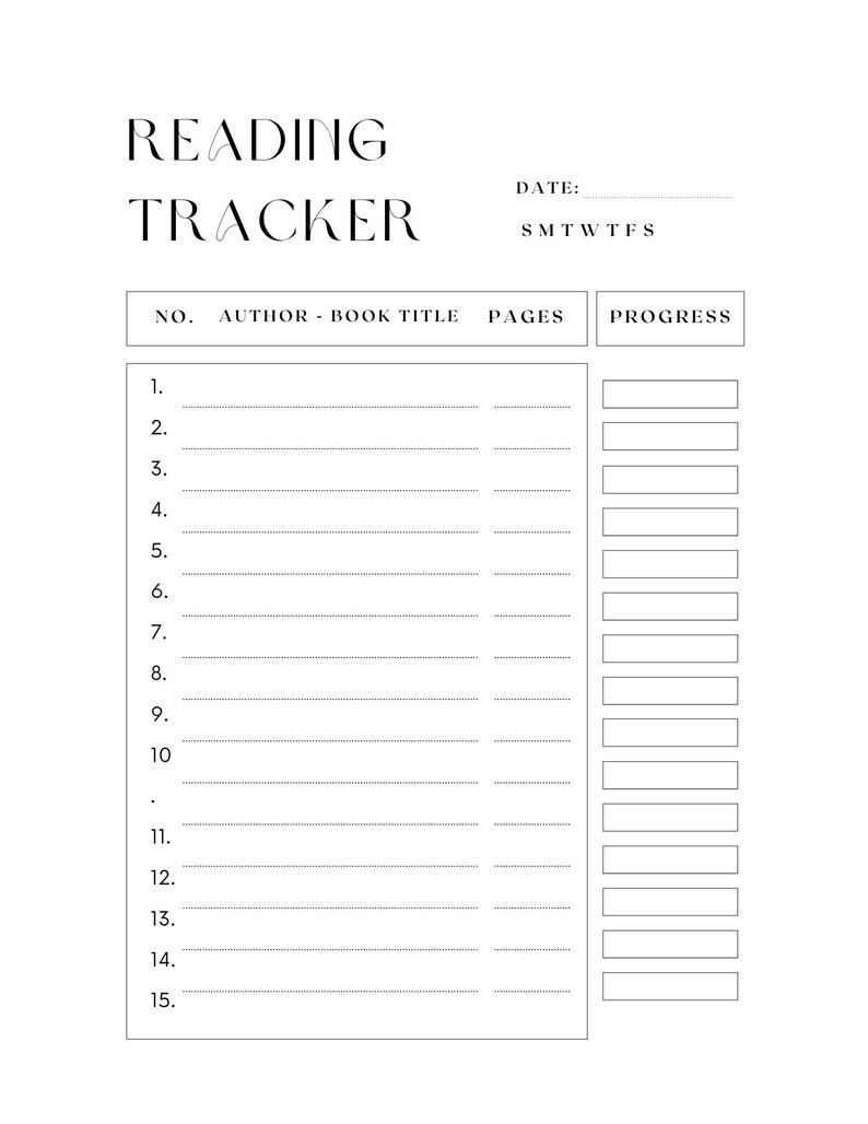 Reading Tracker Template - Etsy