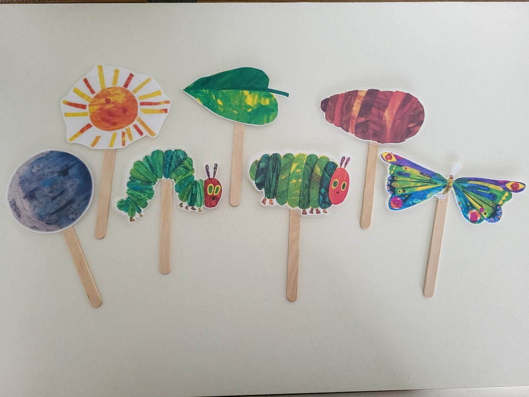 The Very Hungry Caterpillar Stick Puppets - Etsy