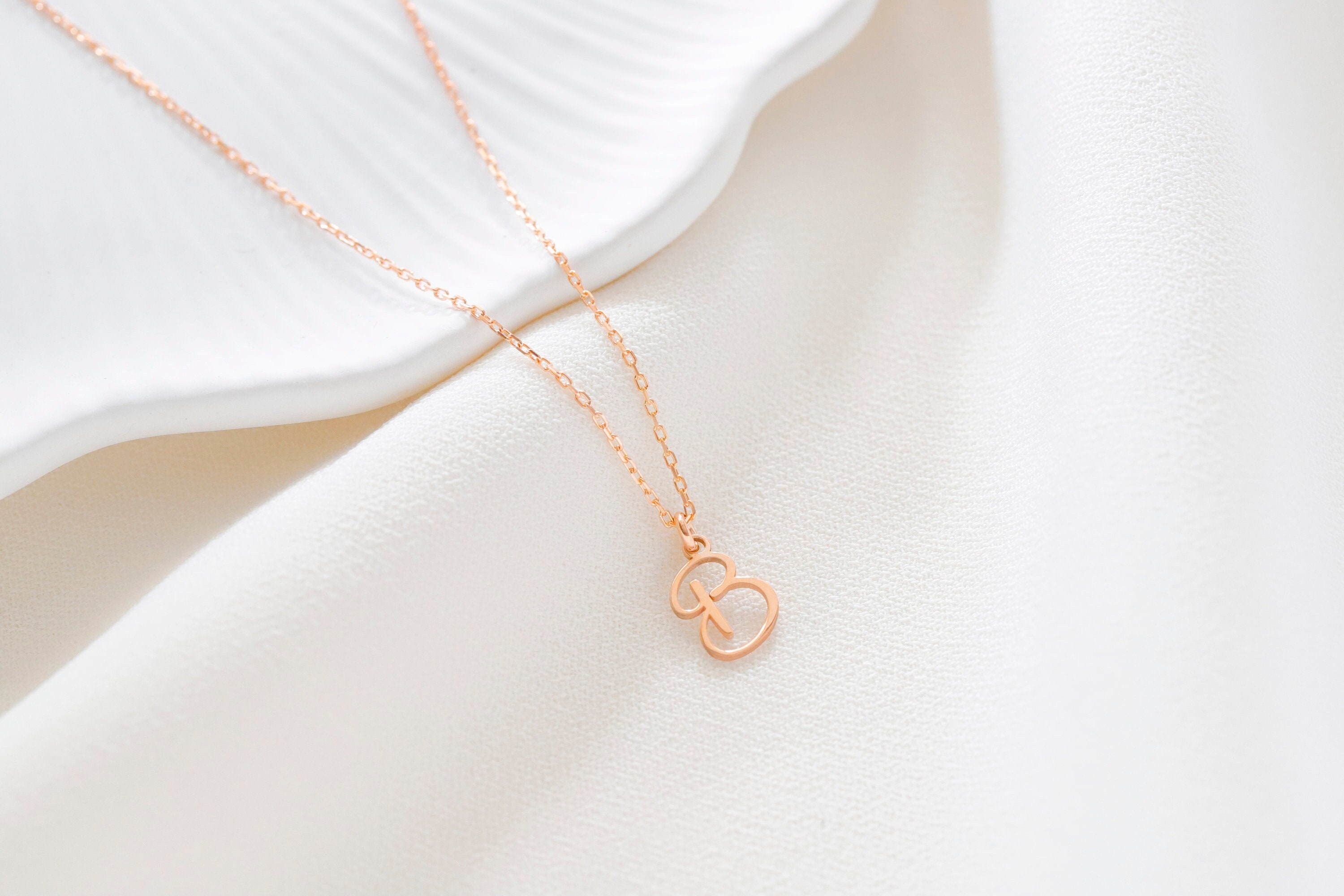 Personalized Cursive Initial Necklace: Sterling Silver, Gold, Rose Gold ...