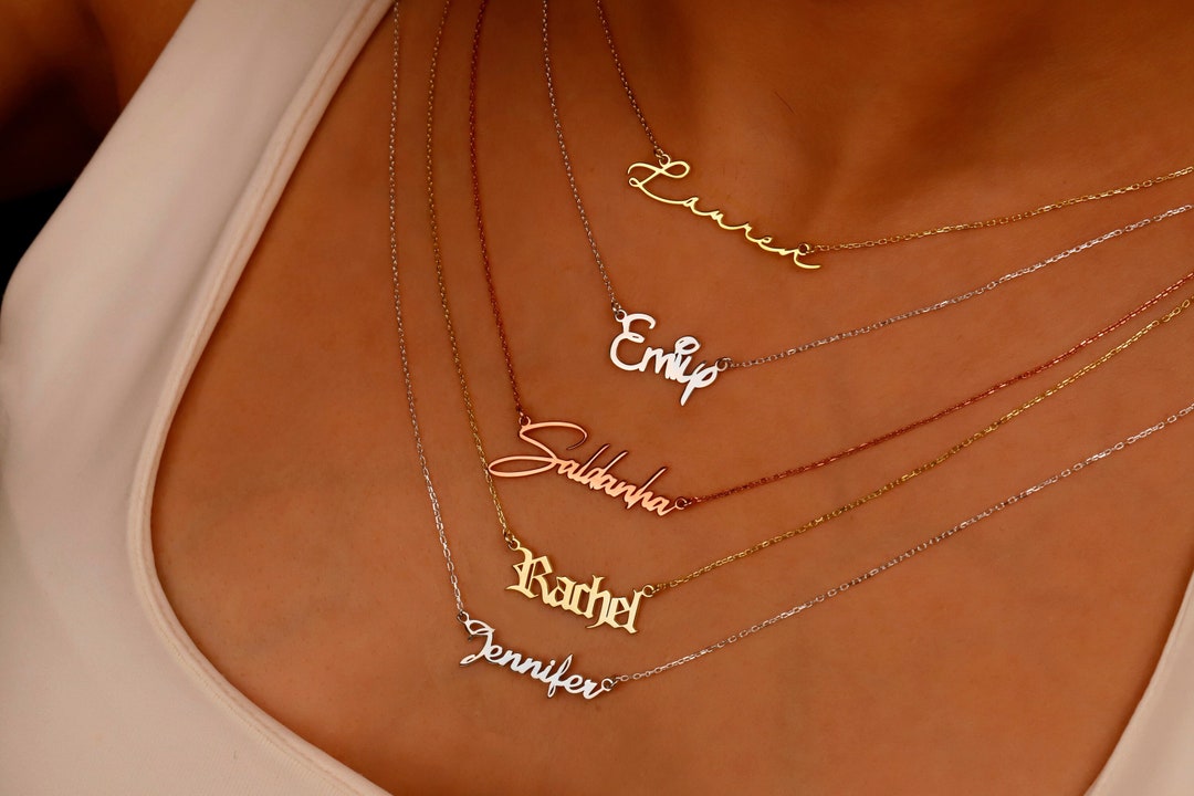 Personalised Signature Name Necklace | Gold Dainty Name Necklace | Tiny ...