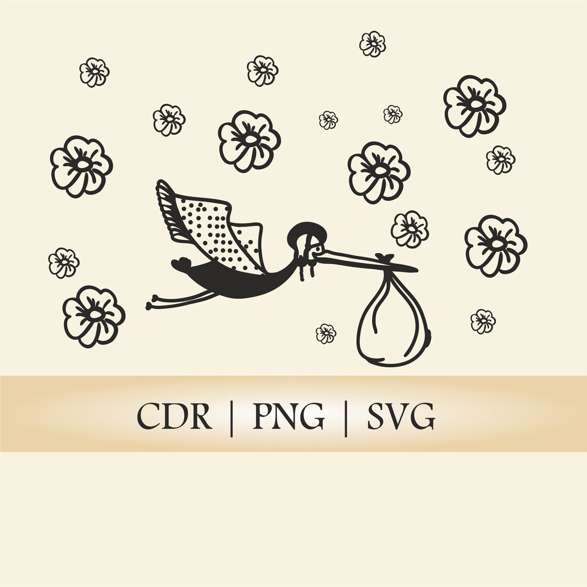 Stork SVG Craft Pattern Nursery SVG Baby Shower SVG Stork - Etsy