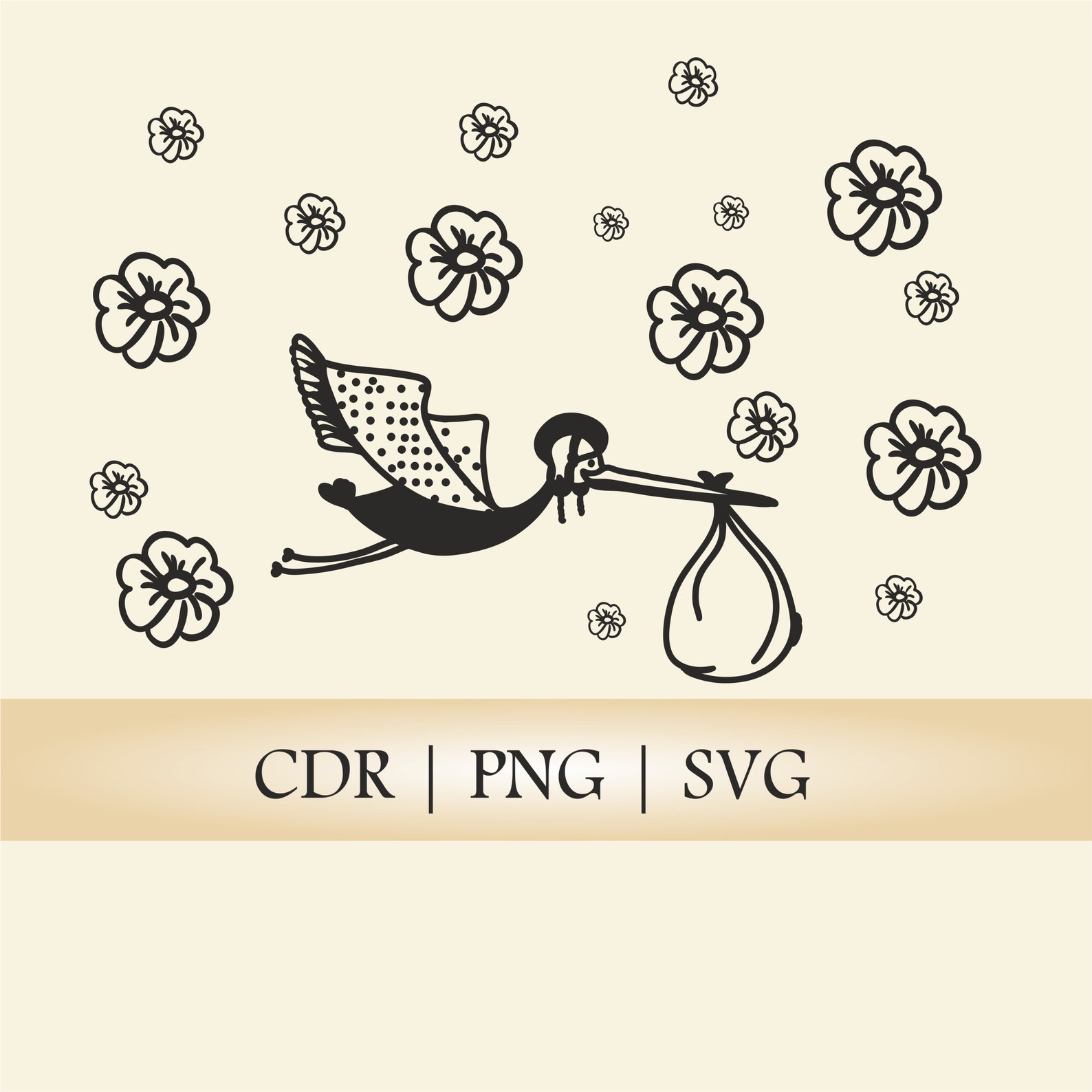 Stork SVG Craft Pattern Nursery SVG Baby Shower SVG Stork - Etsy