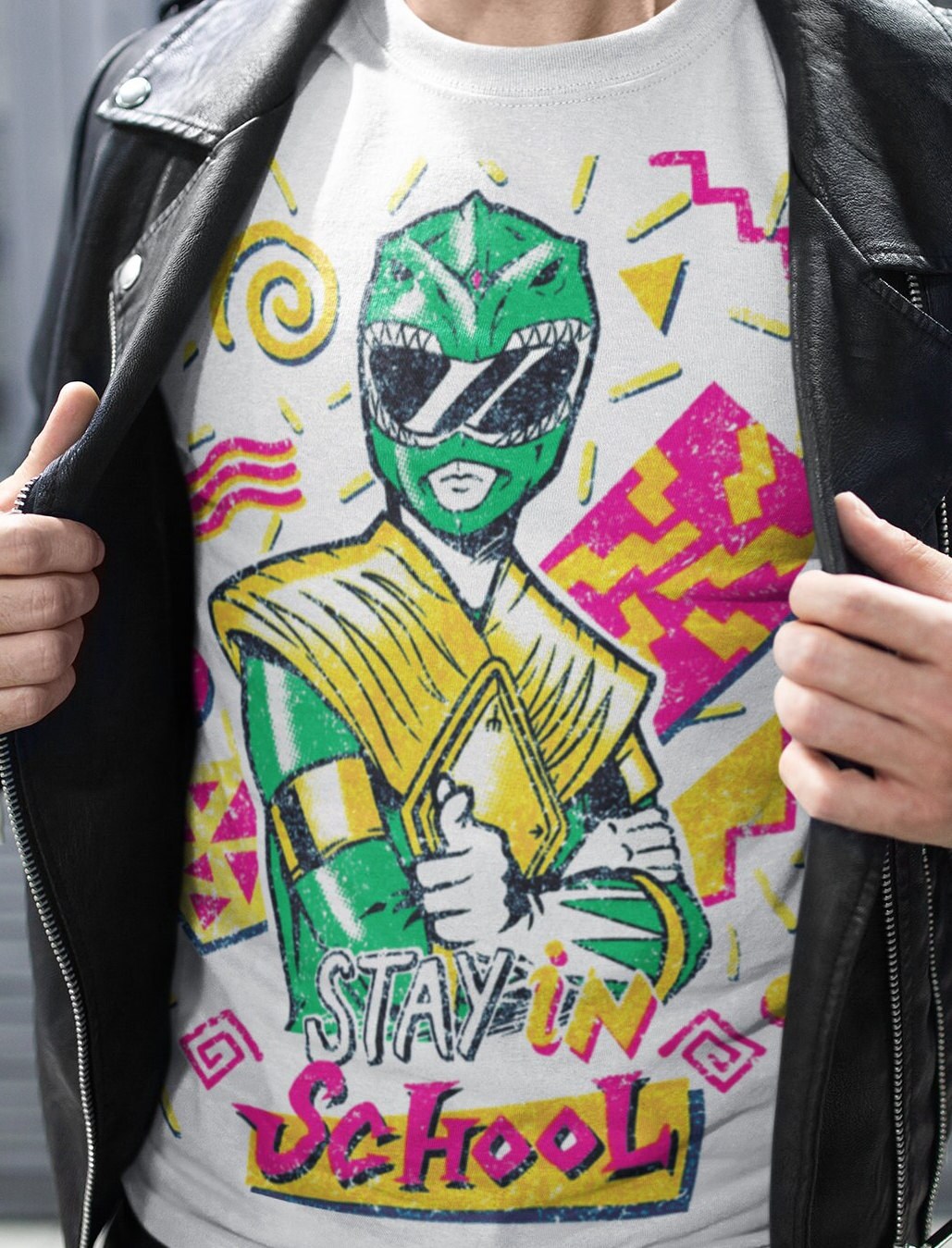 Premium Retro Power Rangers Green Ranger Stay in School Tee Vintage ...