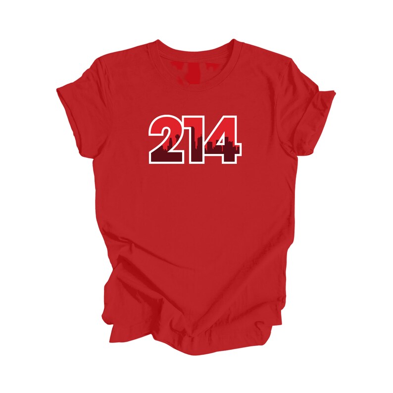 214 Dallas Texas USA Area Code City Skyline Gift - Unisex T-shirt ...