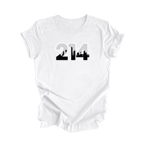 214 Dallas Texas USA Area Code City Skyline Gift - Unisex T-shirt ...