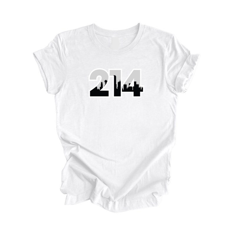 214 Dallas Texas USA Area Code City Skyline Gift - Unisex T-shirt ...
