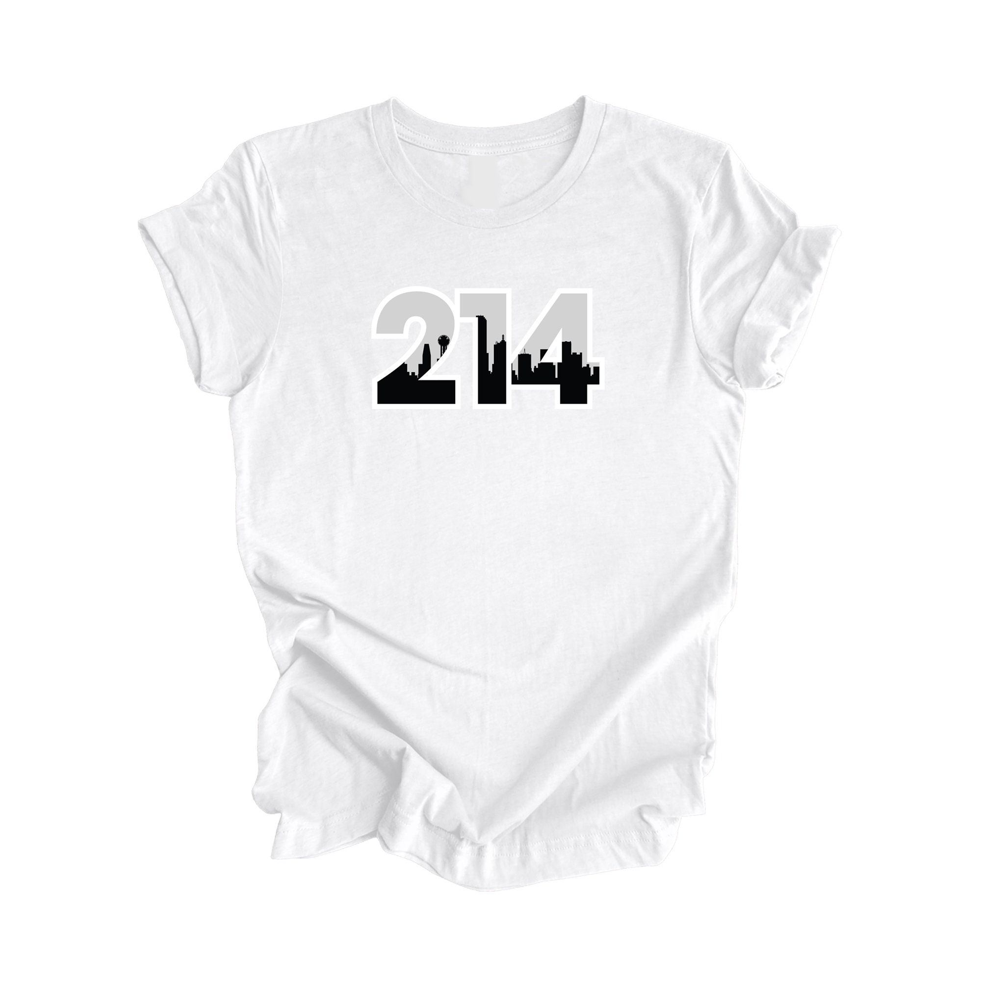 214 Dallas Texas USA Area Code City Skyline Gift - Unisex T-shirt ...