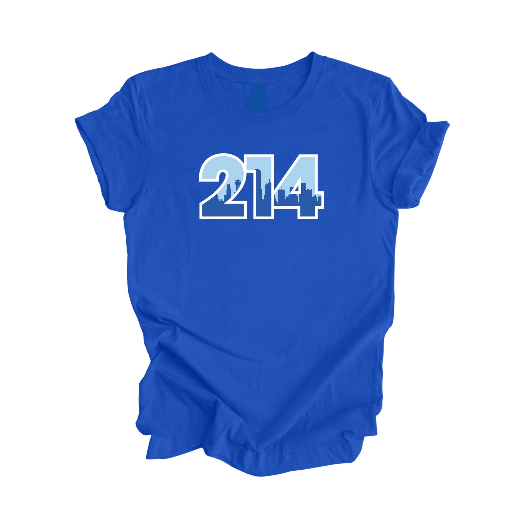 214 Dallas Texas USA Area Code City Skyline Gift - Unisex T-shirt ...