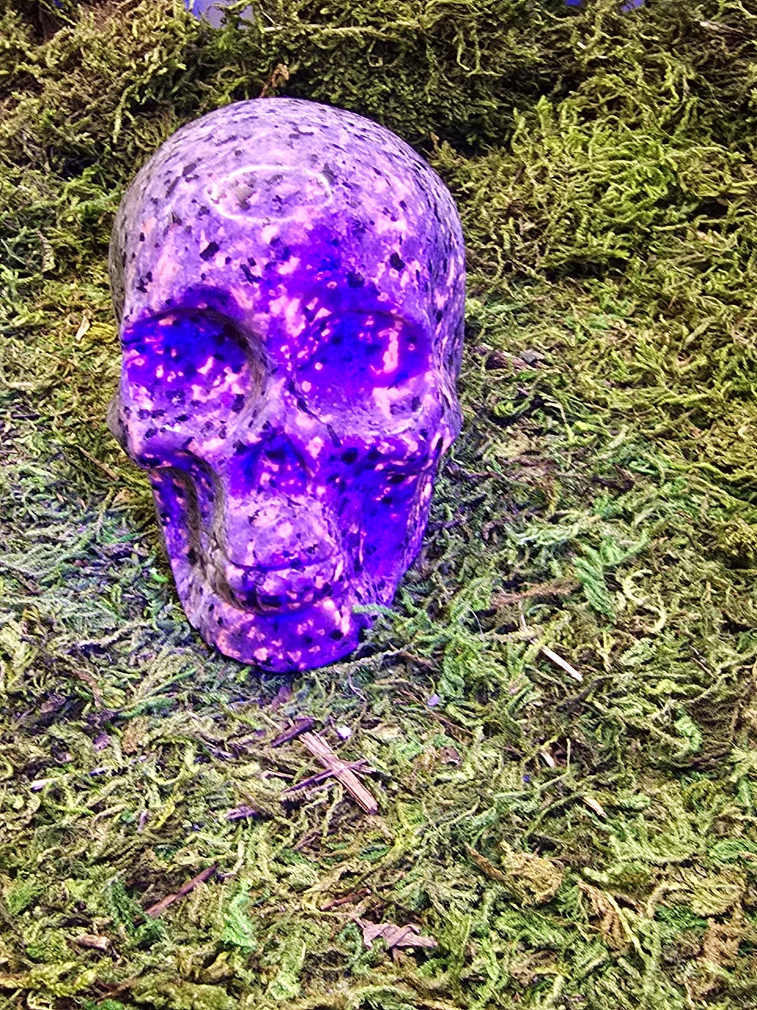 Yooperlite Skull – UV Reactive | Fluorescent Syenite Crystal | 3” Tall ...