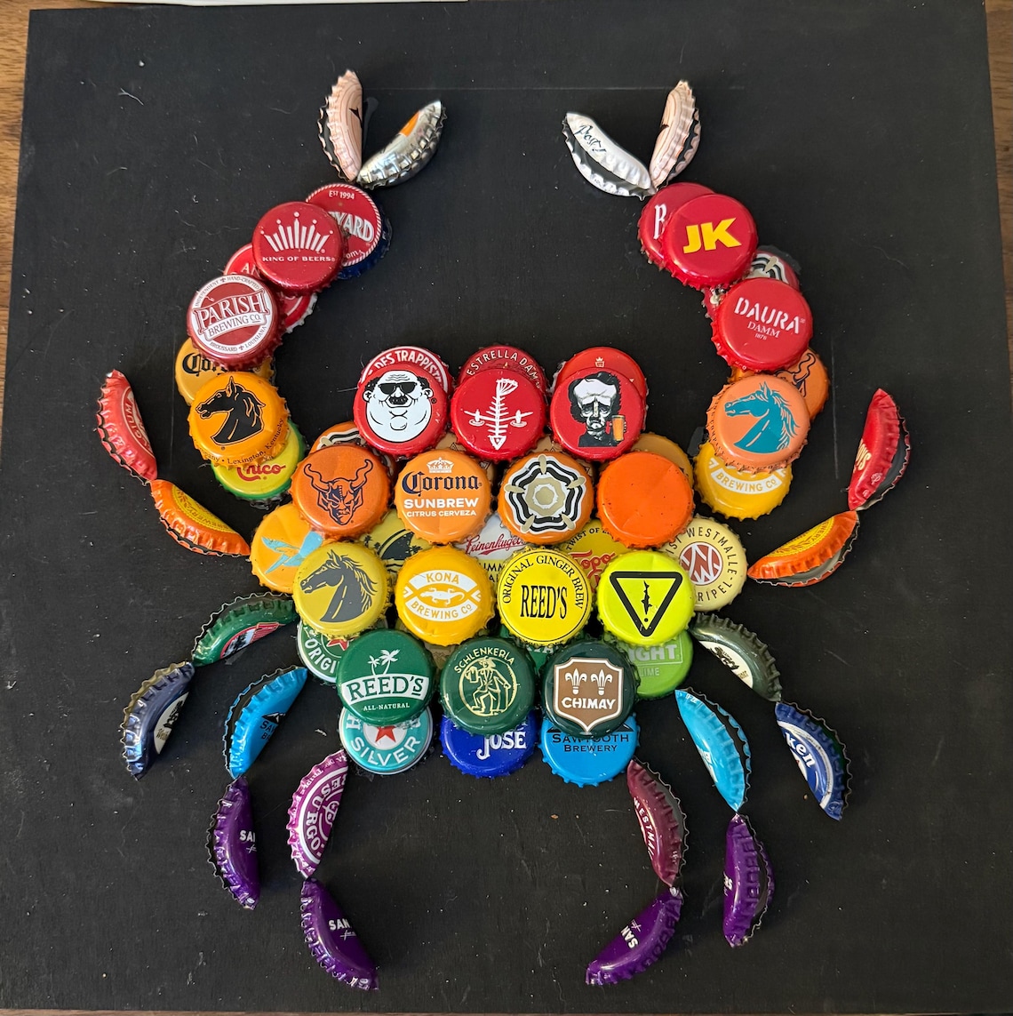 Custom Bottle Cap Crab Art – 12x12 Wall Decor – Personalized Colors ...