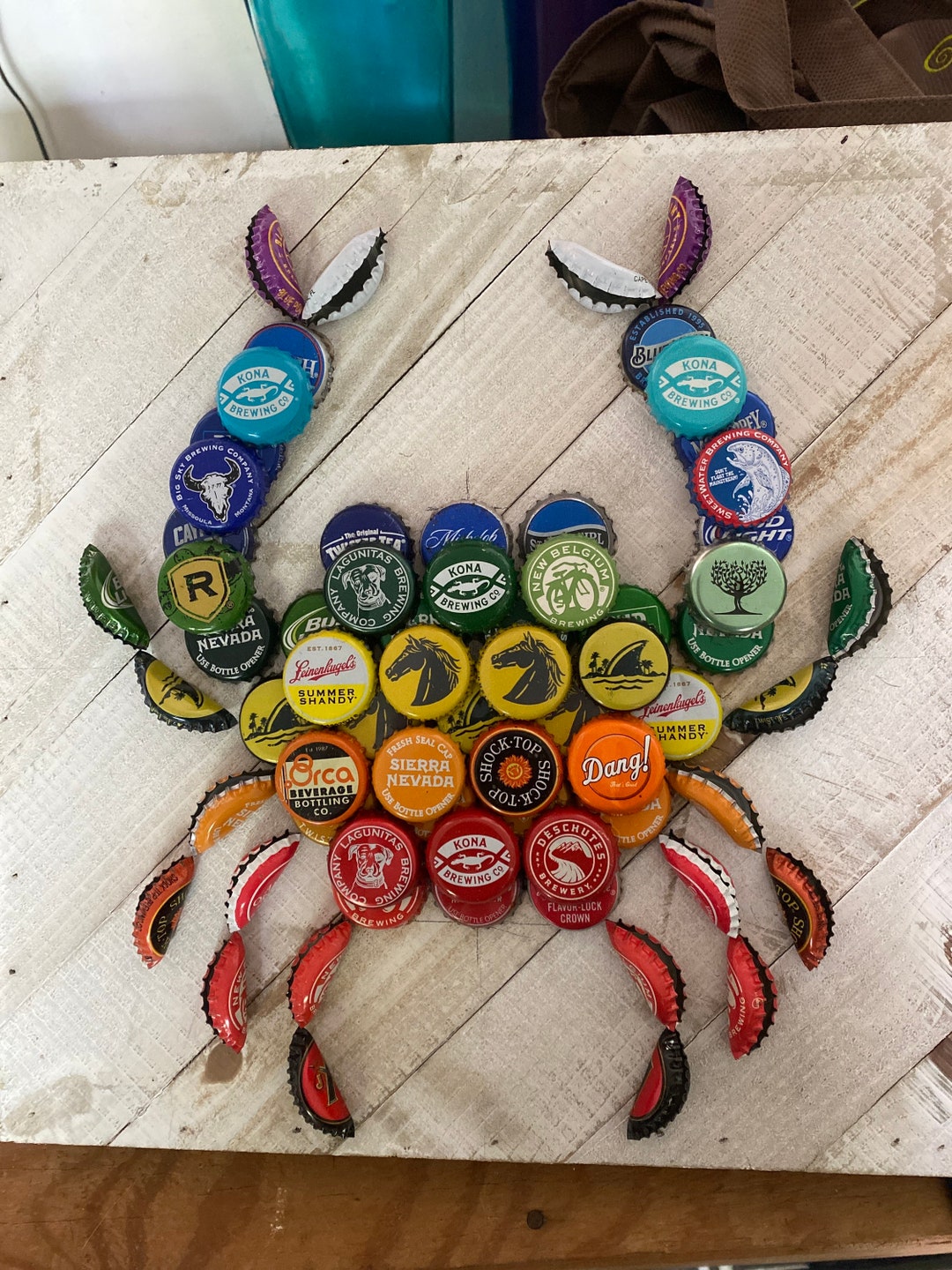Bottle Cap Rainbow Crab 12x12 - Etsy