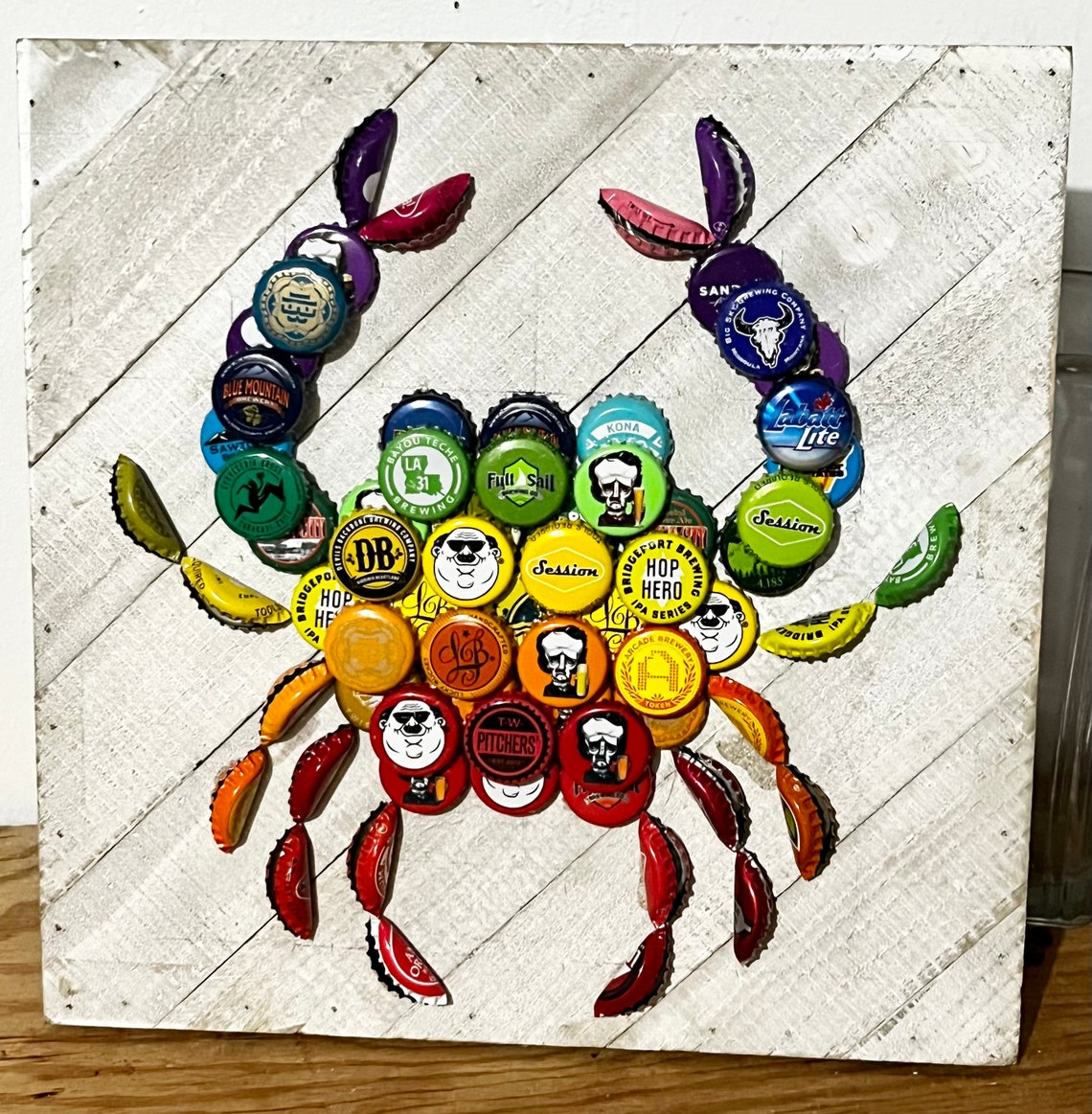 Custom Bottle Cap Crab Art – 12x12 Wall Decor – Personalized Colors ...