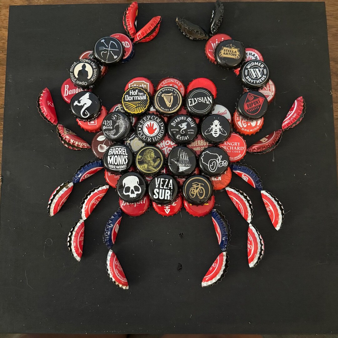 Custom Bottle Cap Crab Art – 12x12 Wall Decor – Personalized Colors ...