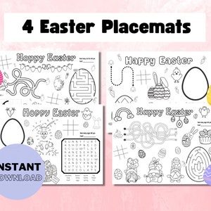 Easter Coloring Placemat, Easter Dinner Party Printable, Easter ...