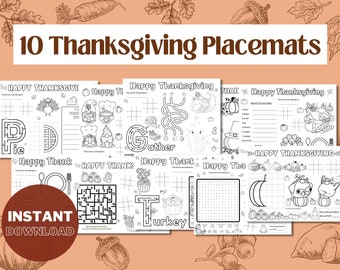 Placemat Thanksgiving Coloring - Etsy