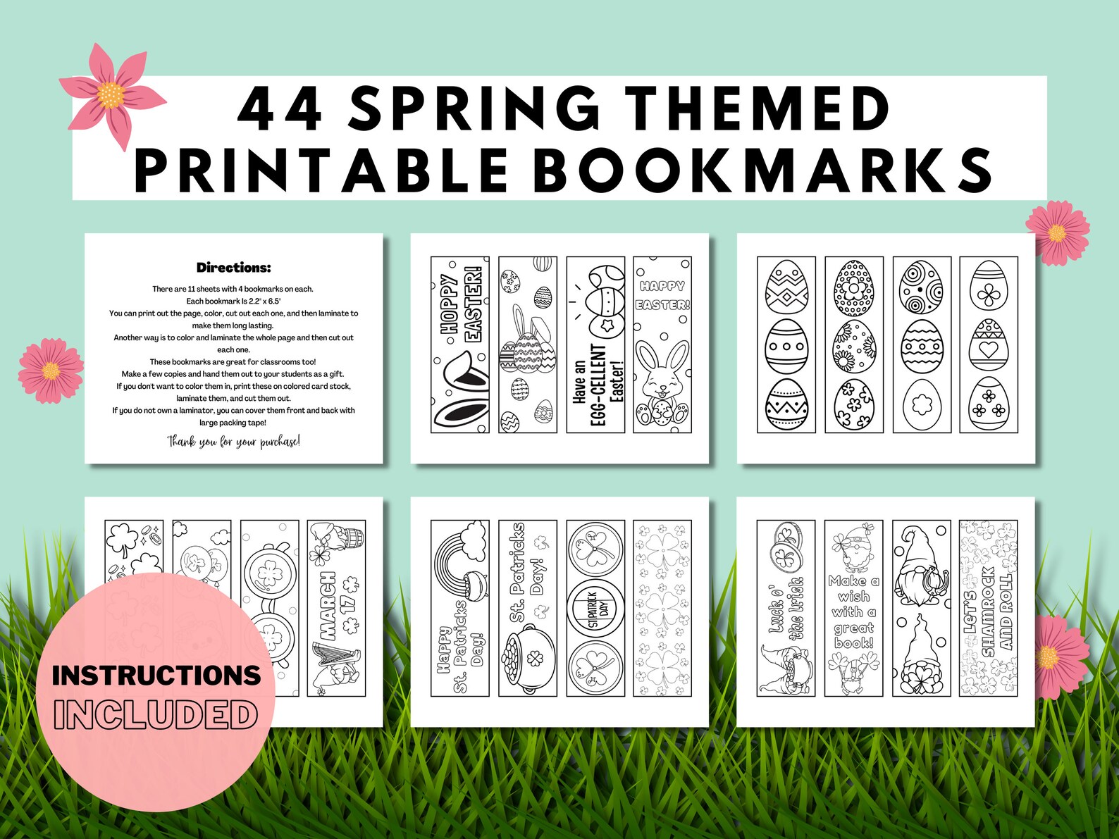 Easter Bookmarks, Spring Printable Bookmarks, Spring Crafts for Kids ...