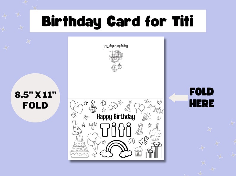 Titi Birthday Coloring Card & Poster: DIY Gift (instant Download) - Etsy