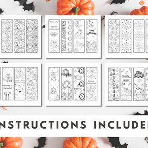 Halloween Coloring Bookmarks for Kids: 24 Printable Party Favors ...